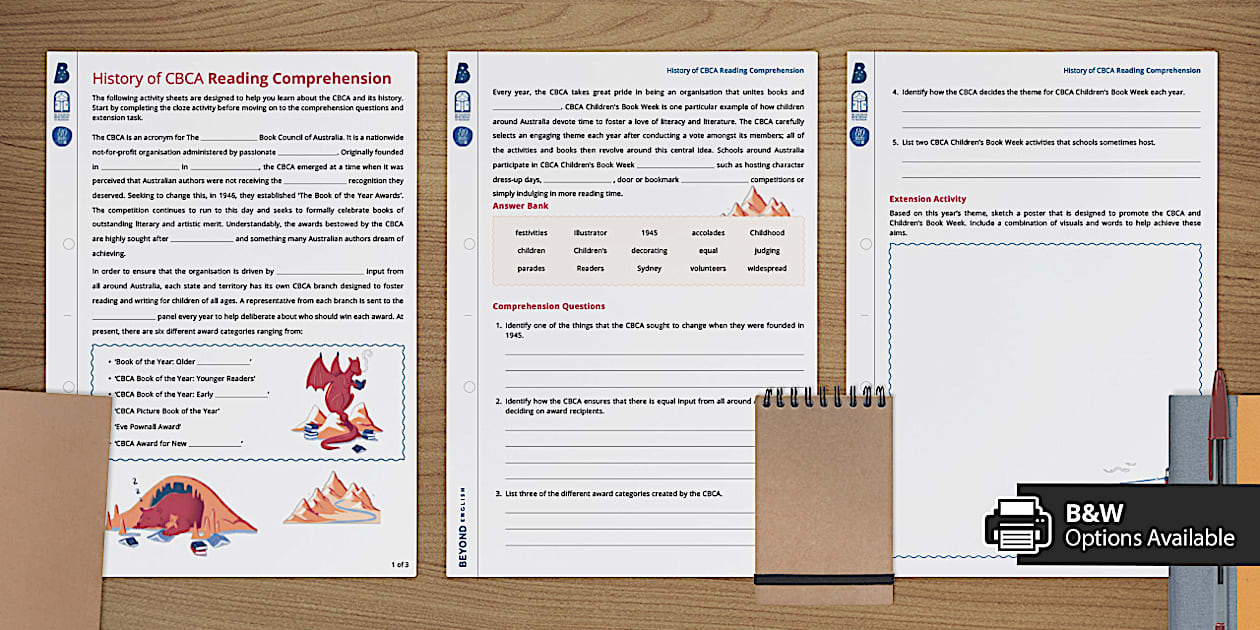 FREE! - CBCA Children's Book Week Comprehension Resource