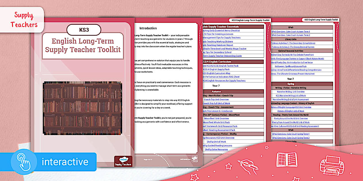 KS3 English Long-Term Supply Teacher Toolkit (teacher made)
