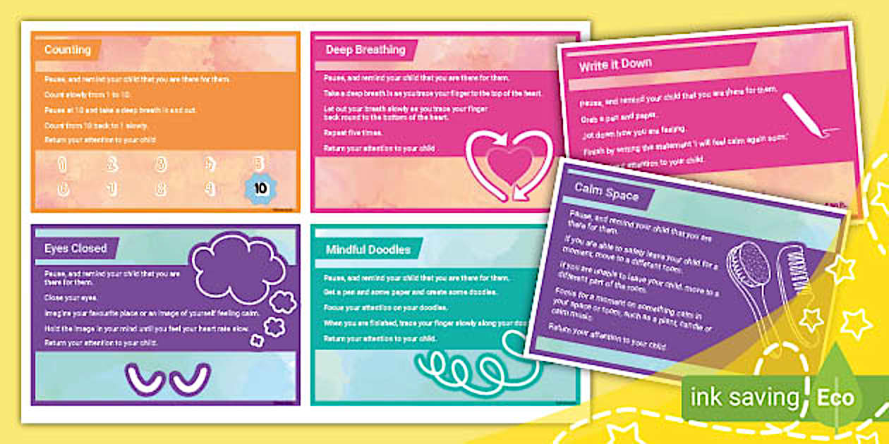 Calm-Down Cards: Quick Techniques for Adults - Twinkl