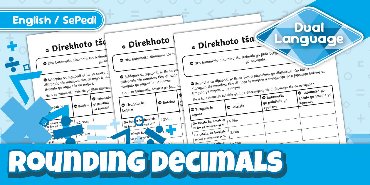Rounding Decimals Mathletics Worksheets – Sepedi/English