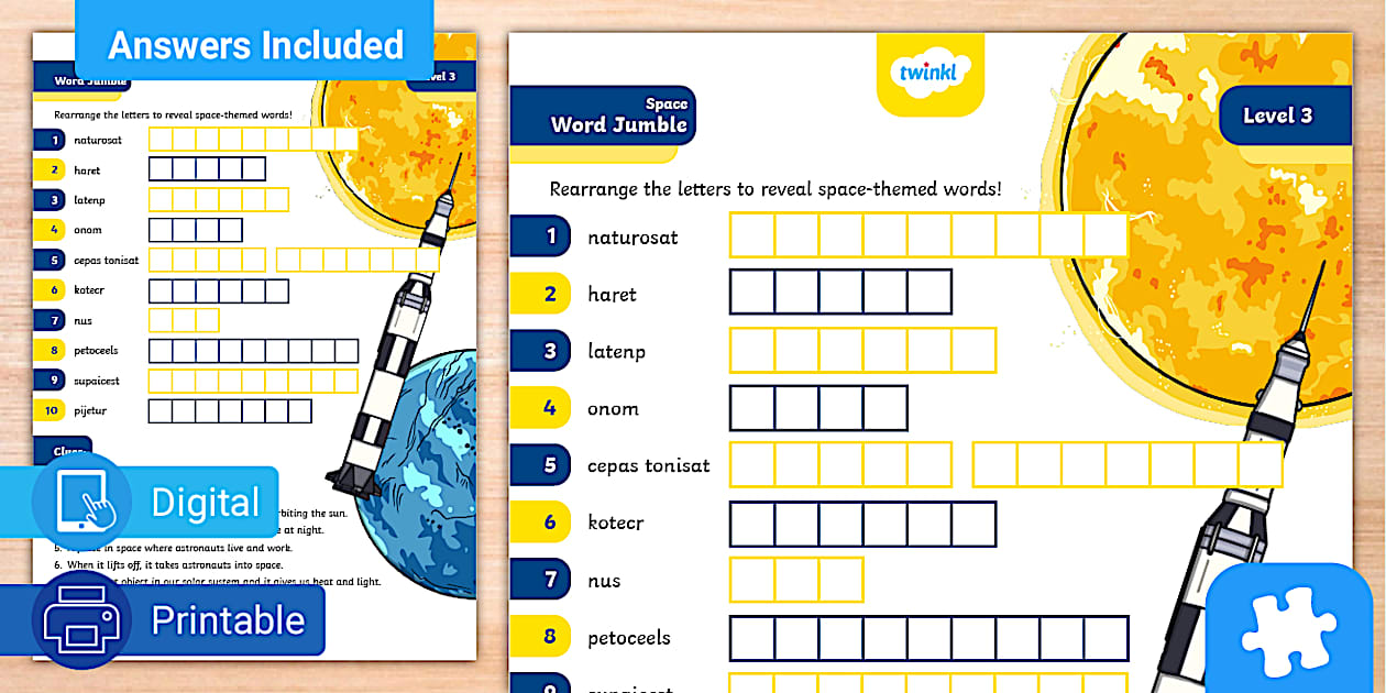 space word puzzles for kids - L3 - Twinkl Puzzled - Twinkl
