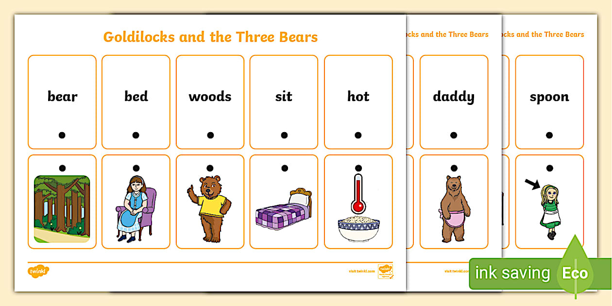 Goldilocks and the Three Bears Matching Threading Cards