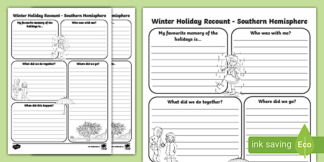 Winter Holiday Recount - Southern Hemisphere - Twinkl