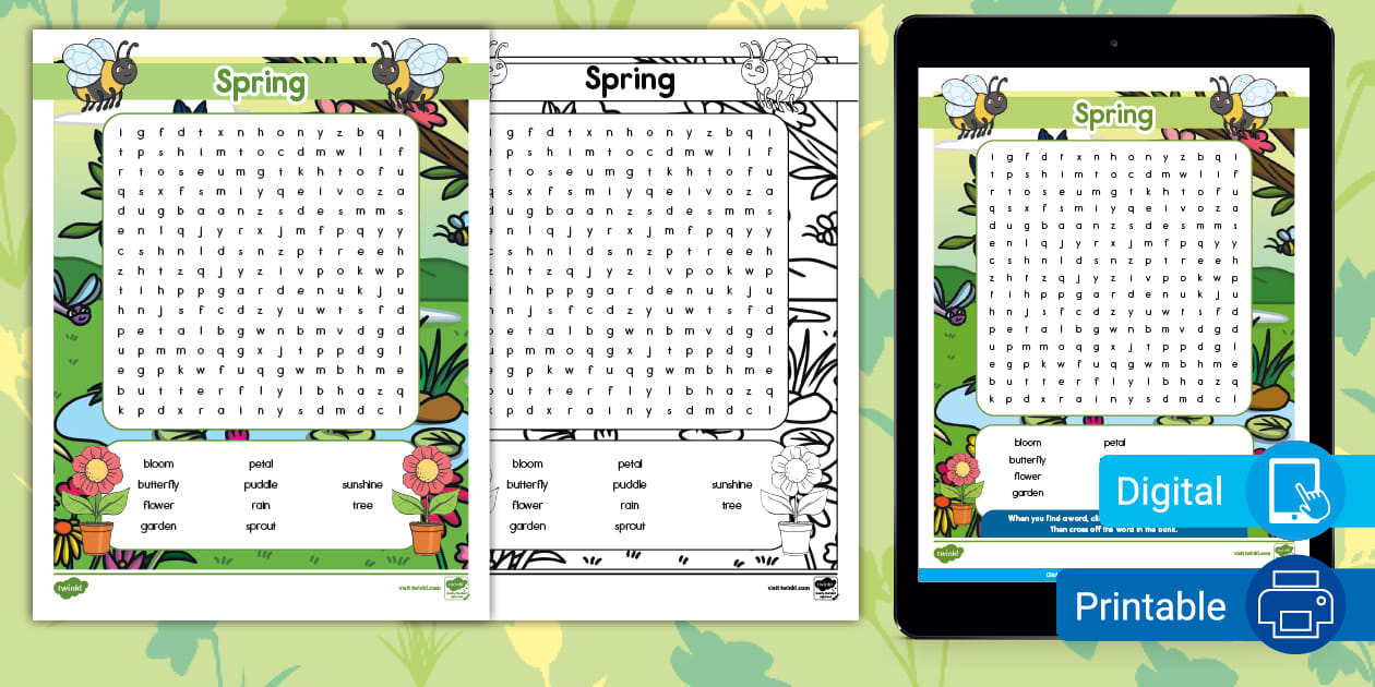 Spring Word Search for K-2nd Grade (teacher made) - Twinkl