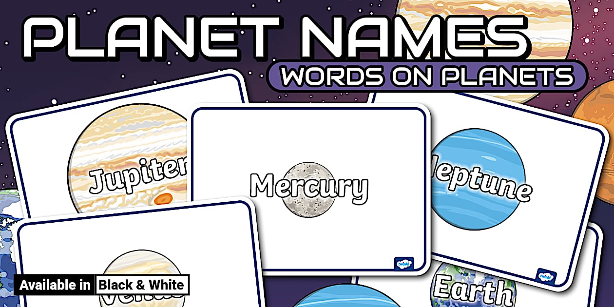 The Planet Names Words on Planets Display Posters