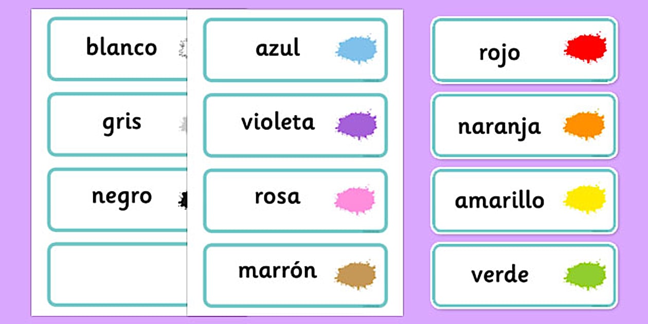 Cursive Spanish Colour Word Cards (l'enseignant a fait)