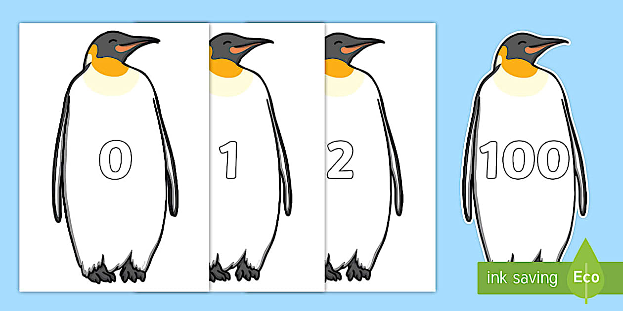 Numbers 0 to 100 on Penguins Cut-Outs (professor feito)