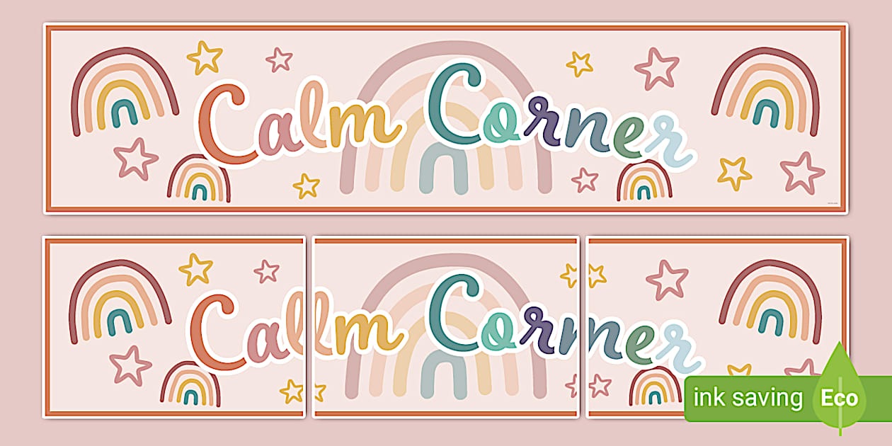 Muted Rainbow Calm Corner Display Banner (teacher made)