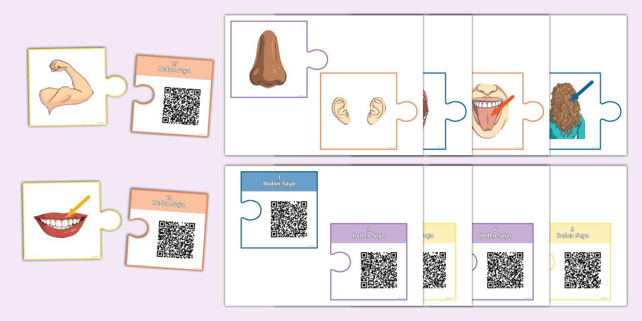 QR Code Hunt - Indonesian Body Parts Jigsaw (teacher made)