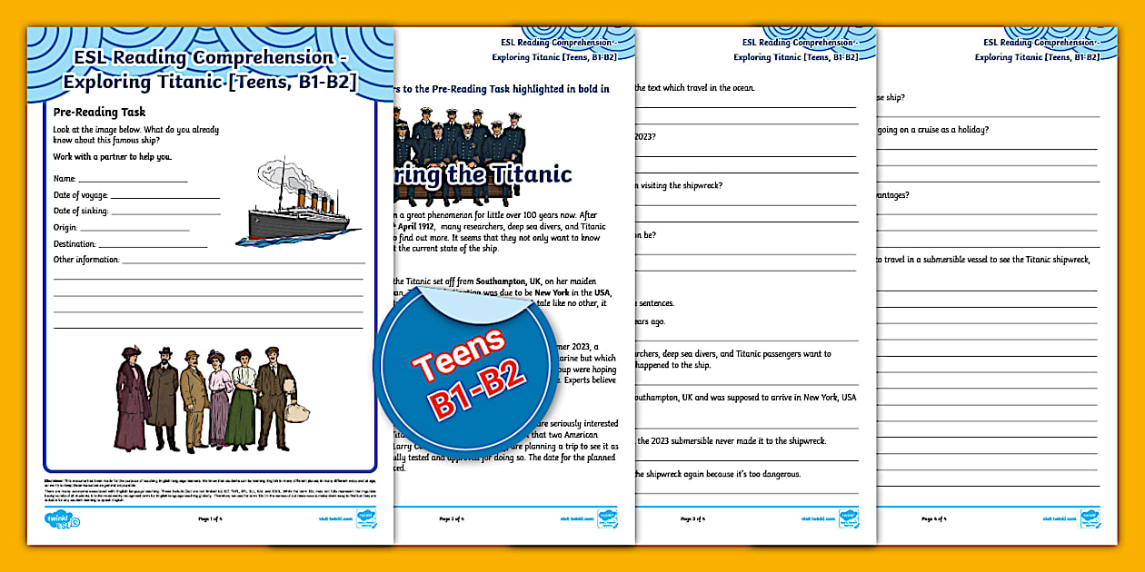 ESL Reading Comprehension: Exploring Titanic with Twinkl