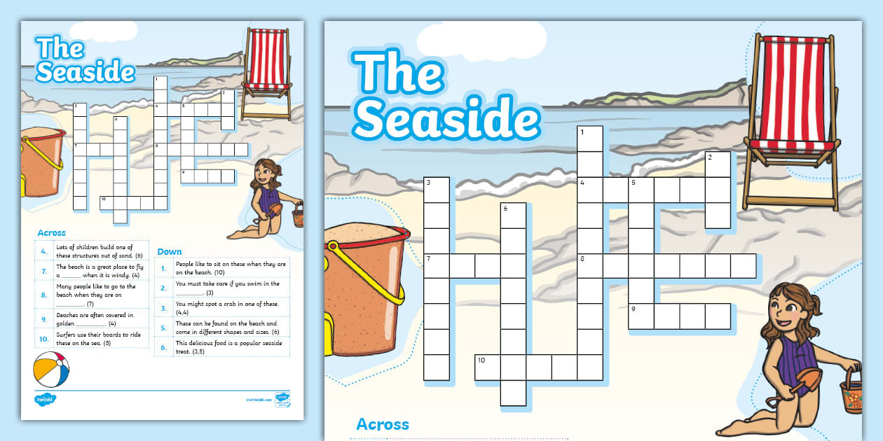 KS1 Seaside Crossword - KS1 - Twinkl