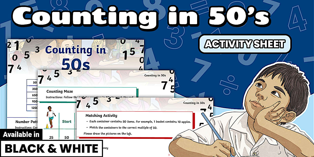 Grade 3 Maths - Worksheets: Count in 50s (CAPS Aligned)