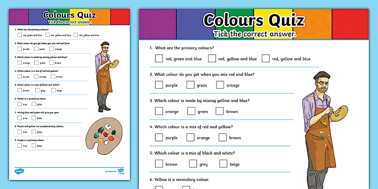 General Knowledge about Colours Quiz (teacher made) - Twinkl