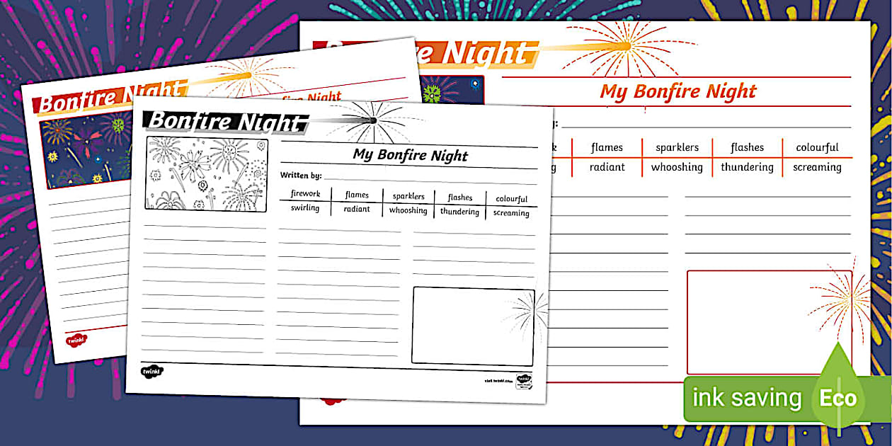 Bonfire Night Recount Newspaper Template (teacher made)