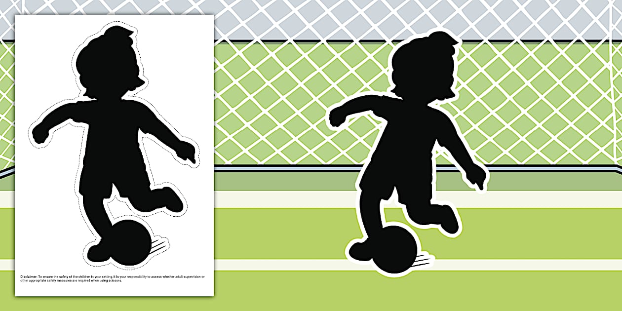 Footballer Silhouette Cut-Out (teacher made) - Twinkl