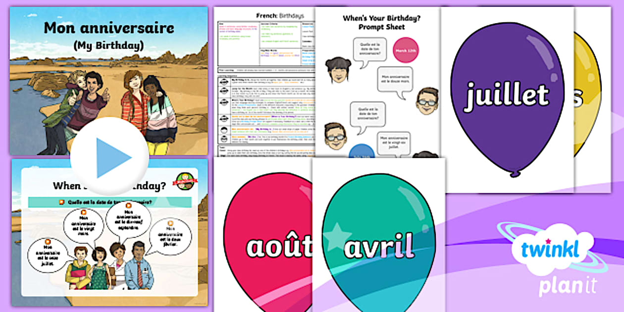 French: Time: Birthdays Year 3 Lesson Pack 4 (teacher made)