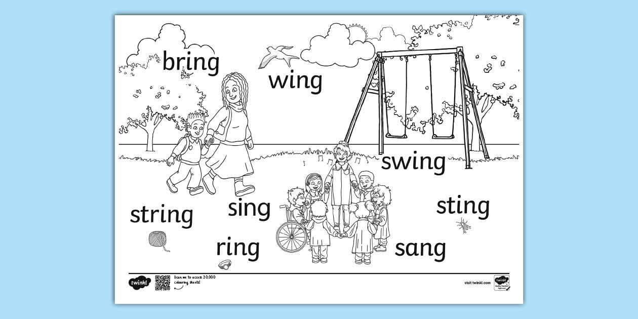 Final 'ng' Sound Colouring Production Sheet (teacher made)