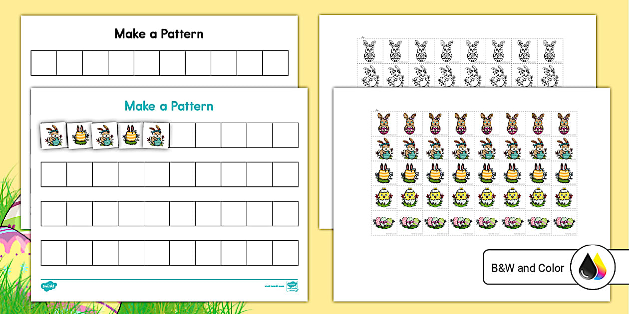Easter Make a Pattern Worksheet (teacher made) - Twinkl