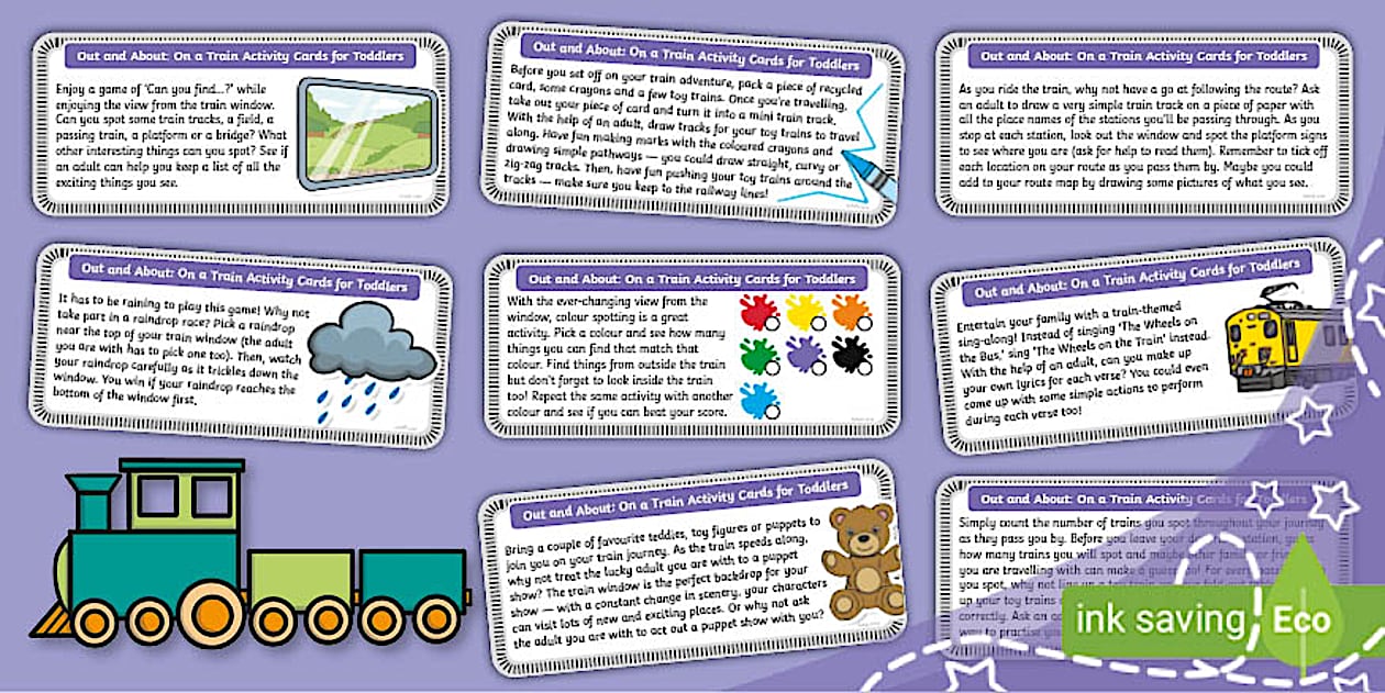 Out and About: On a Train Activity Cards for Toddlers