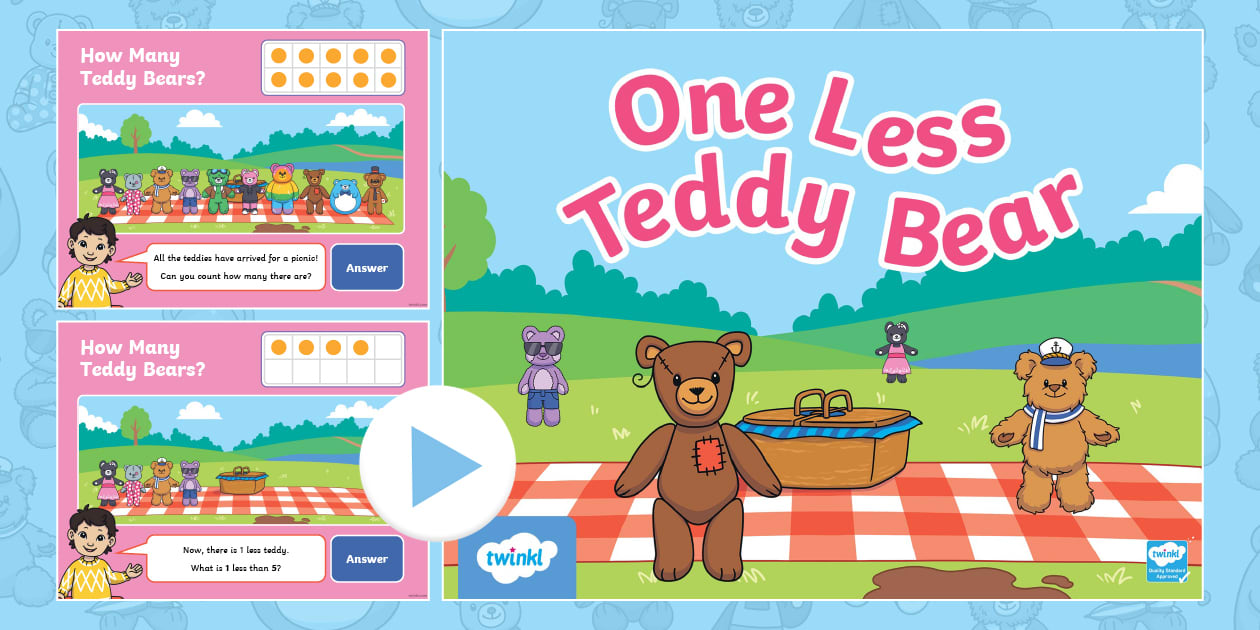👉 One Less Teddy Bear Maths PowerPoint - Twinkl