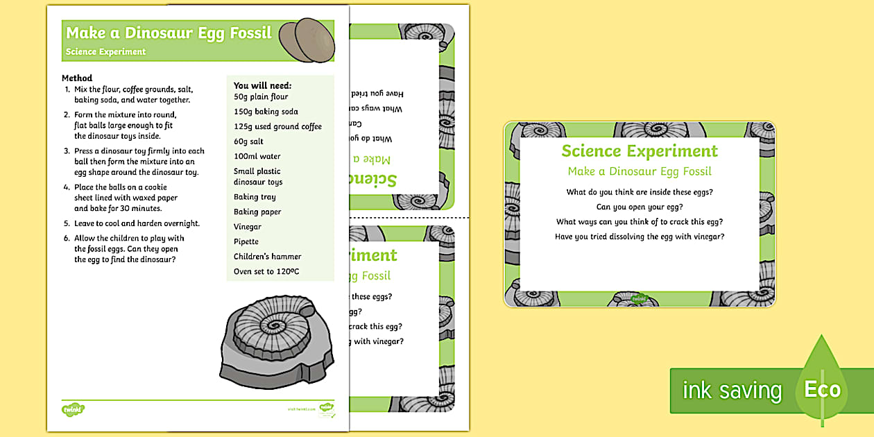 EYFS Make a Dinosaur Egg Fossil Science Experiment and Prompt Card Pack