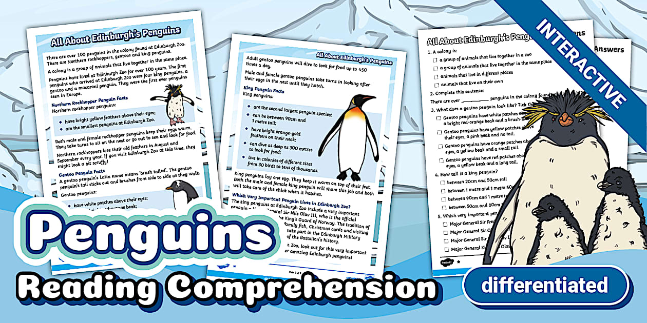 Interactive PDF: Edinburgh's Penguins Reading Comprehension
