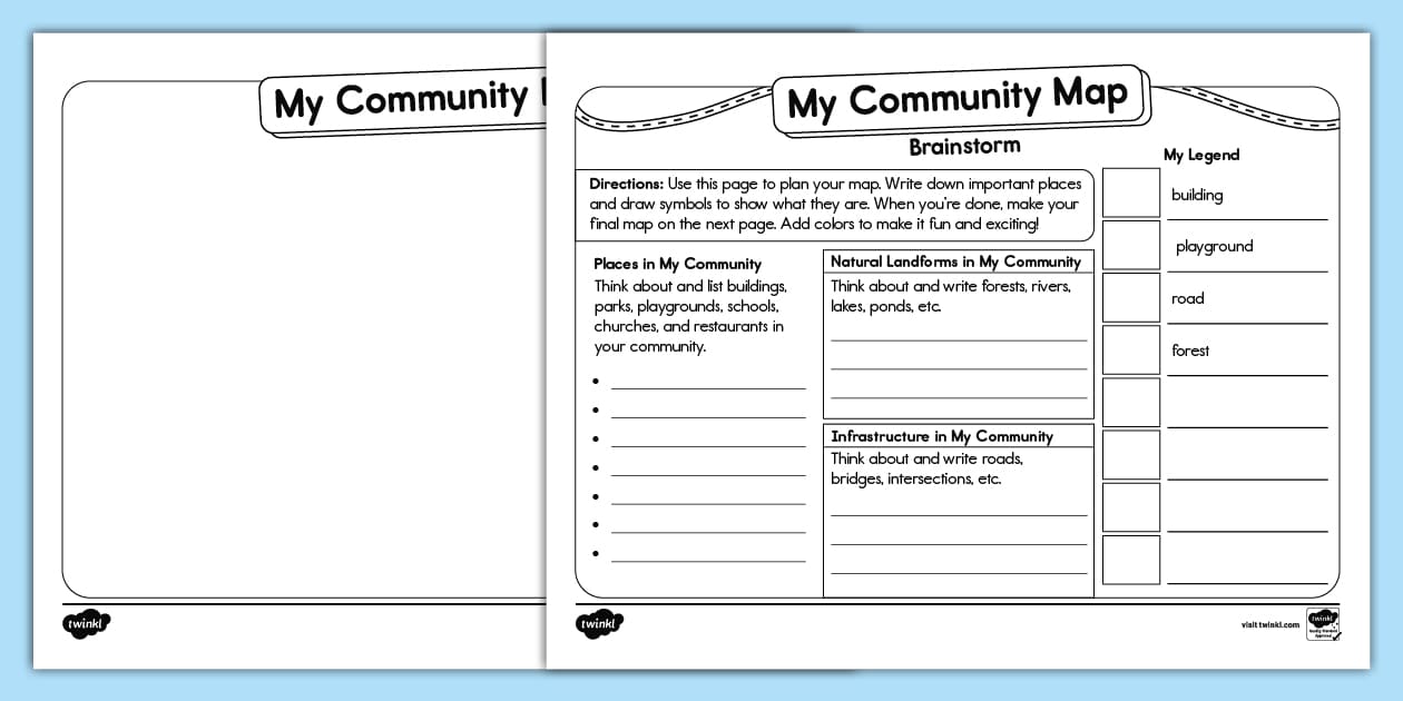 My Community Map Drawing Activity for K-2nd Grade - Twinkl
