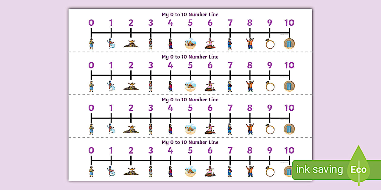 Aladdin Number Lines 0 10 (Teacher-Made) - Twinkl