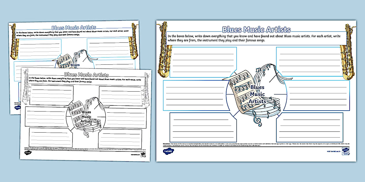 Blues Music Artists Mind Map (teacher made) - Twinkl