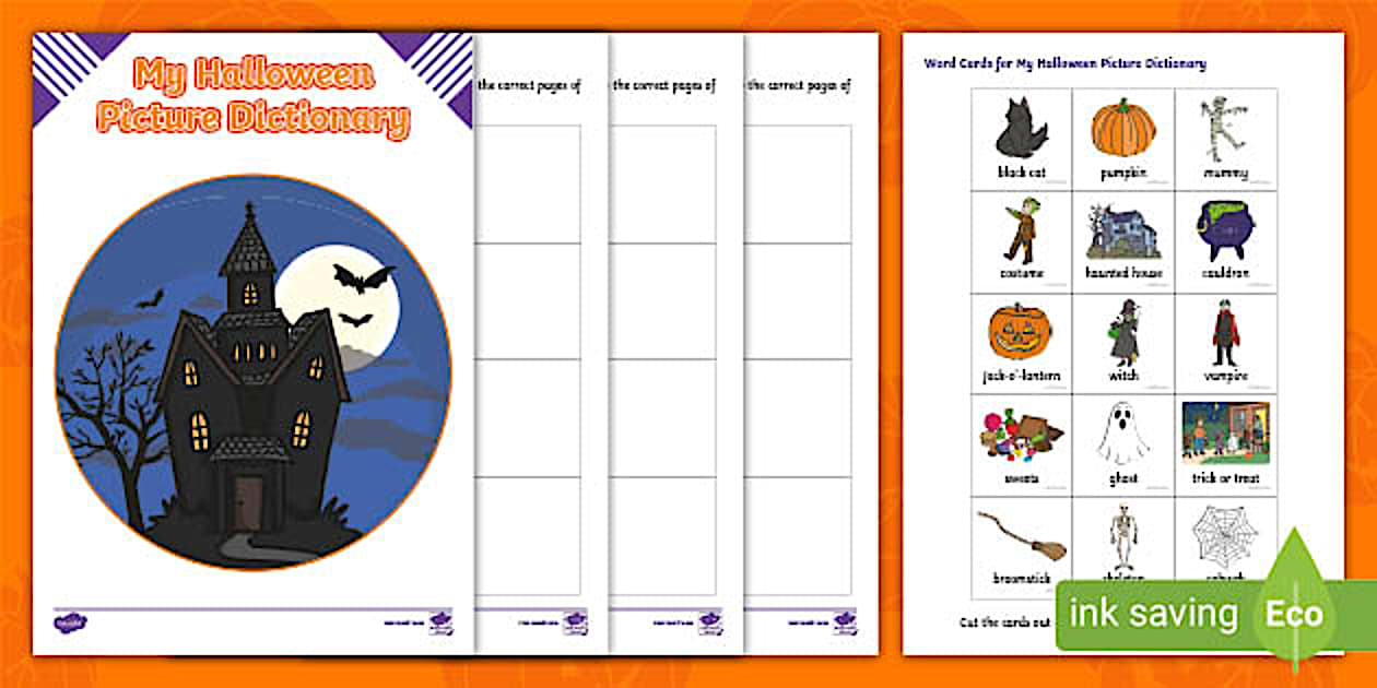 Halloween Picture Dictionary Word Cards - Twinkl - SALT