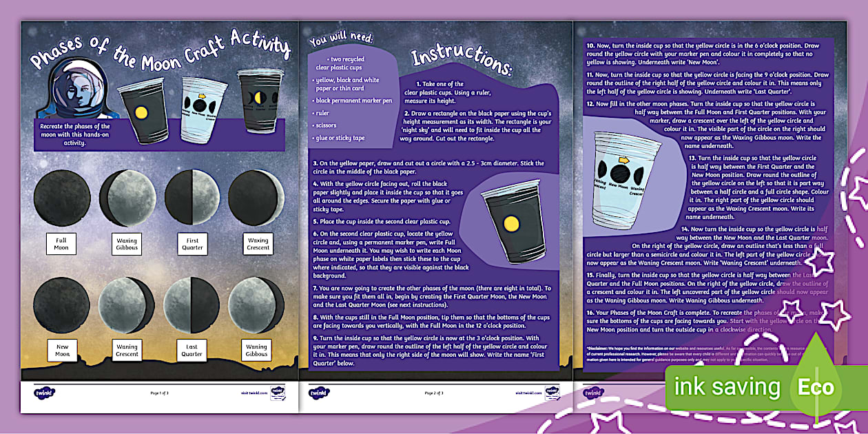 Phases of the Moon Craft Activity KS2 (teacher made)