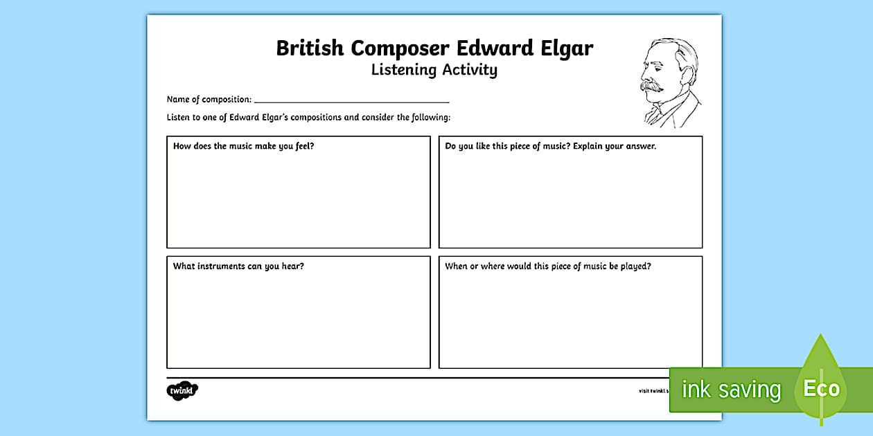 Composer Worksheets PDF | Edward Elgar Activity | Twinkl