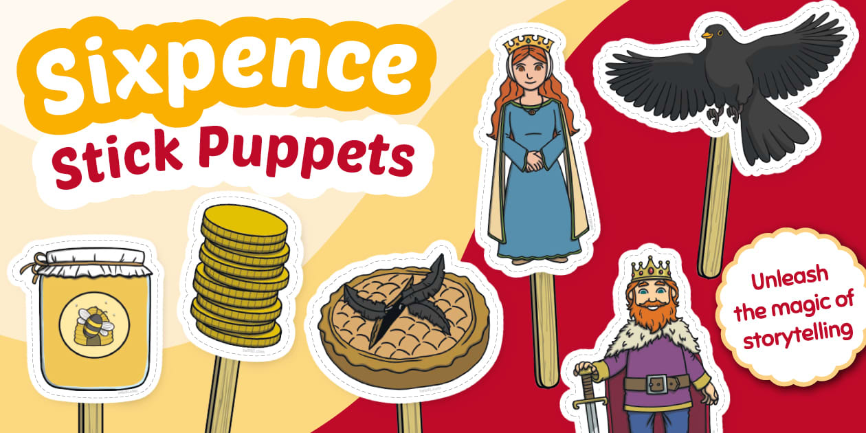 Sing a Song of Sixpence Nursery Rhyme Stick Puppets