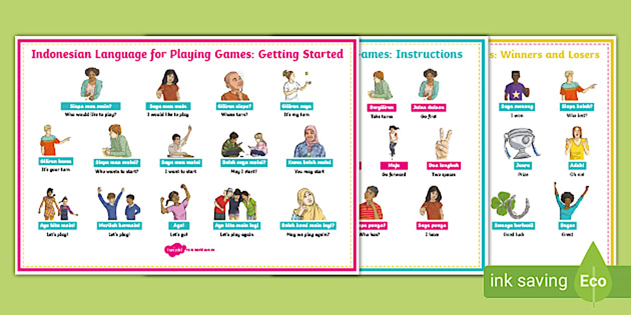 Playing Games Word Mat Pack Indonesian (Teacher-Made)