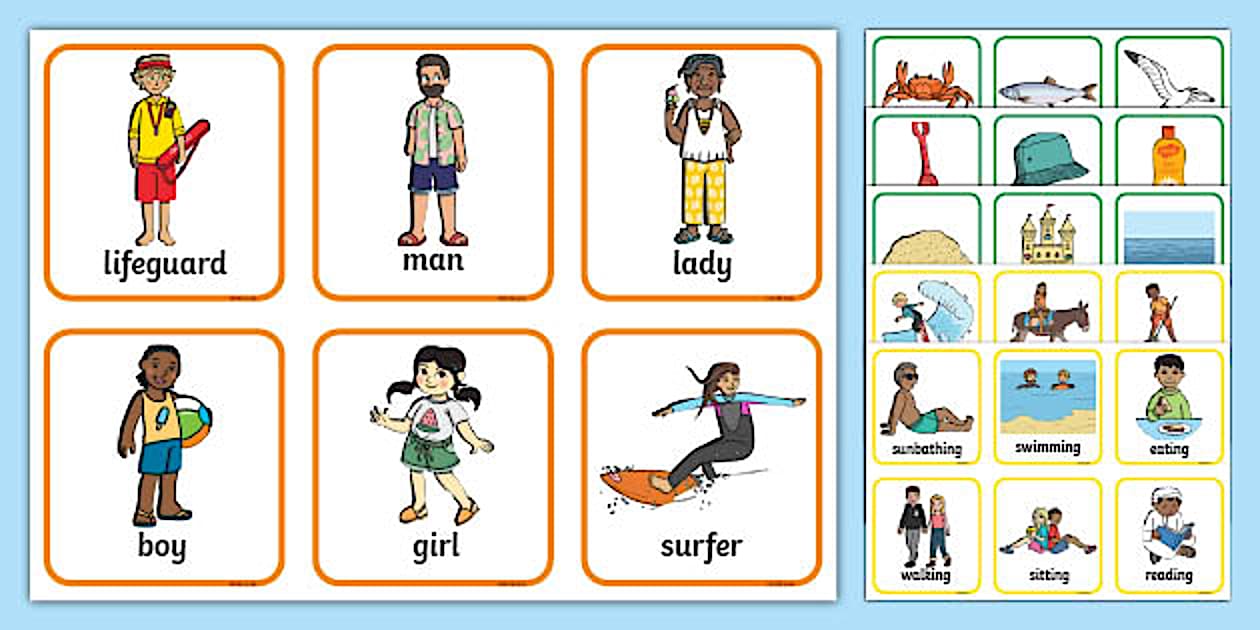 Seaside Key Vocabulary Colourful Semantics (teacher made)