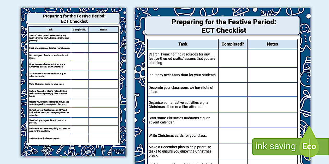 Preparing for the Festive Period: ECT Checklist - Twinkl