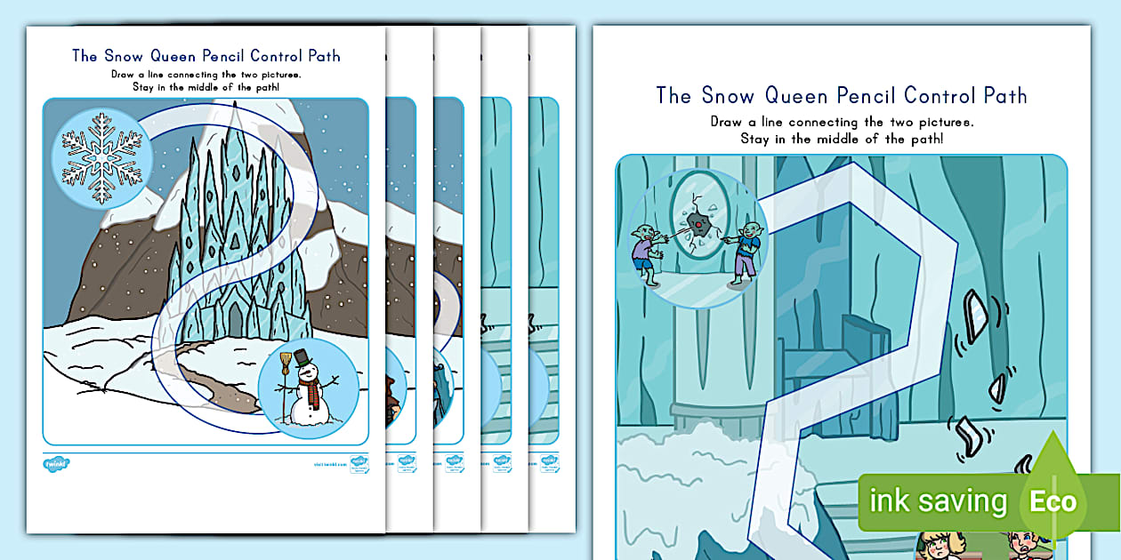 The Snow Queen Story Pencil Control Path Activities - Twinkl