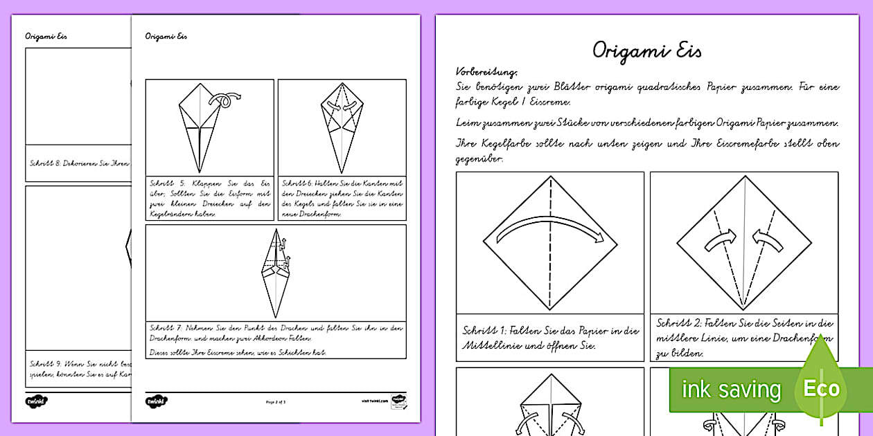 Eis Origami Papiermodell (teacher made) - Twinkl