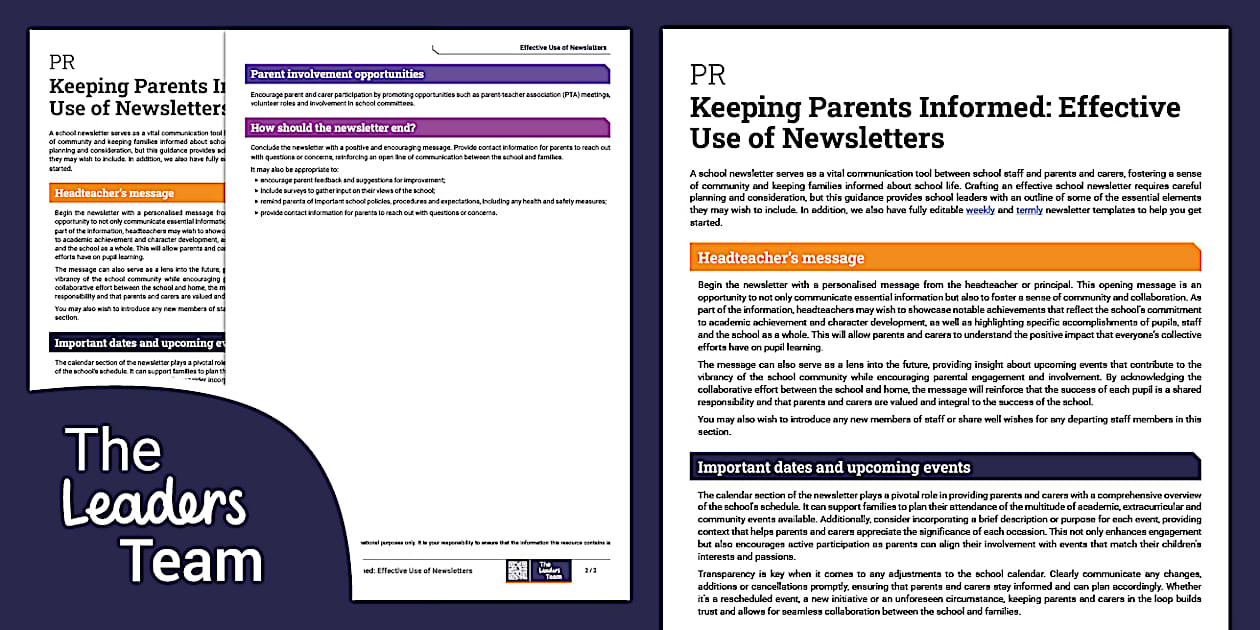 Keeping Parents Informed: Effective Use of Newsletters - SLT