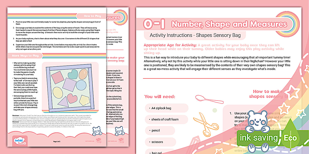 FREE! - 0-12 Months Number Shape Measures Shapes Sensory Bag