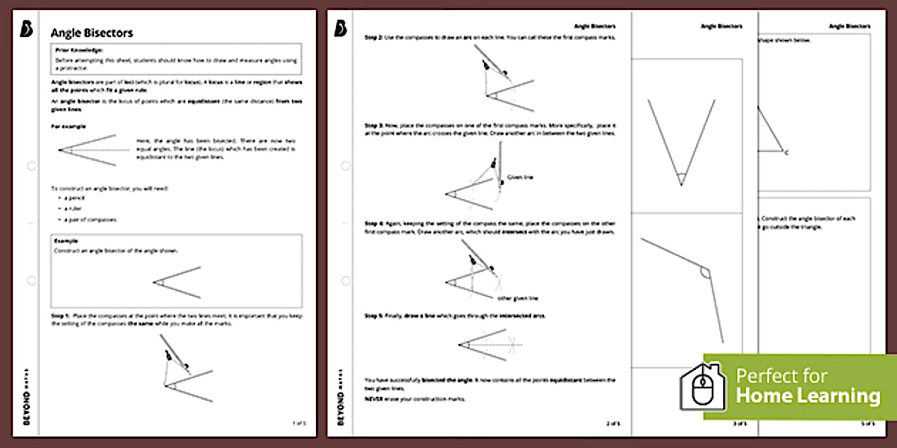 👉 Angle Bisectors Worksheet - Home Learning | KS3 Maths