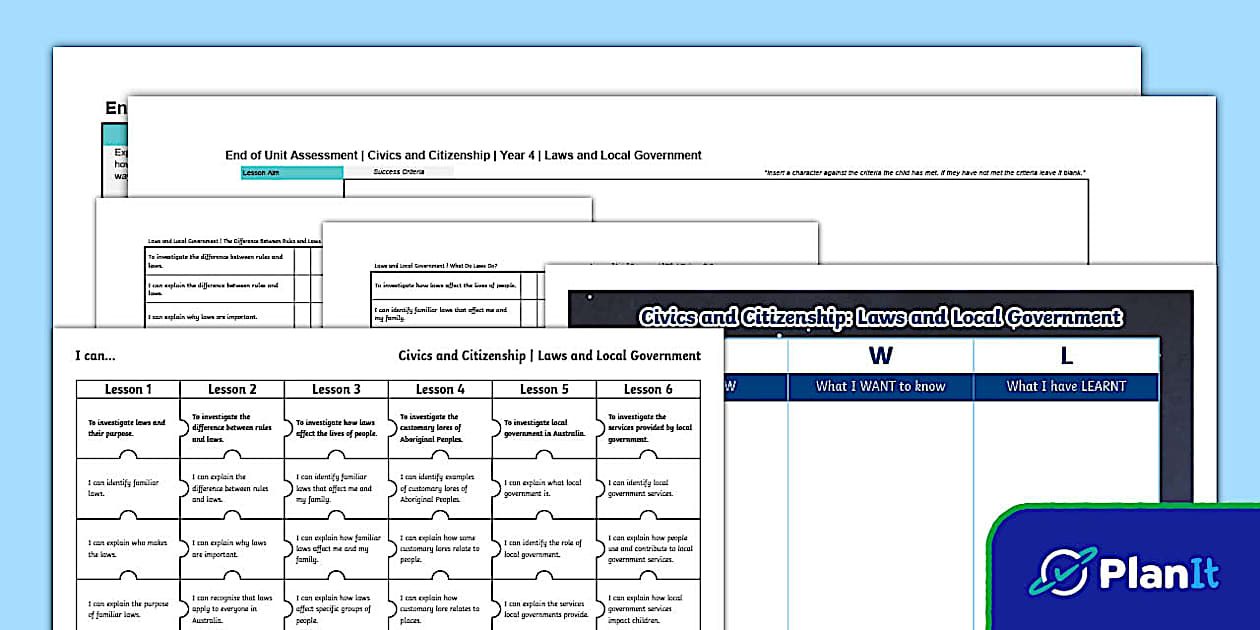 Year 4 HASS Laws and Local Government Assessment Pack