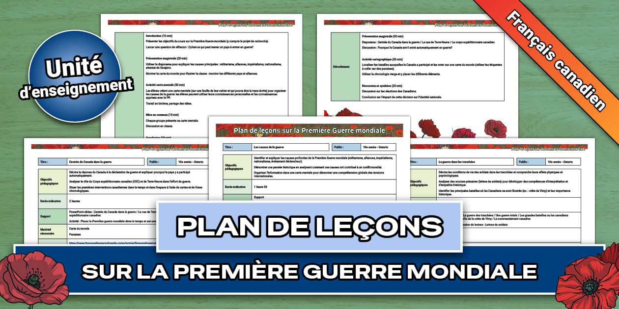 First World War lessons plan - French (teacher made)