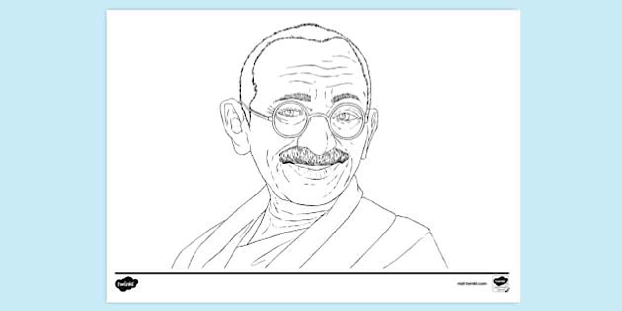 Gandhi Drawing | Mahatma Gandhi Colouring for Kids | Twinkl