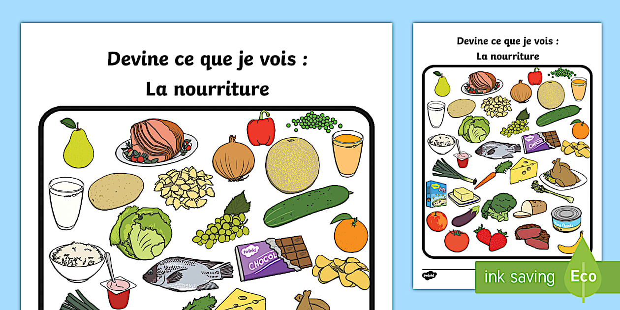 Poster pour jeu : Devine ce que je vois - la nourriture