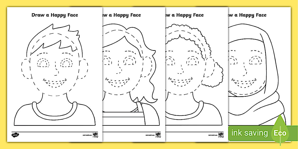 Happy Face Outline Pencil Control Activity Pack | Twinkl