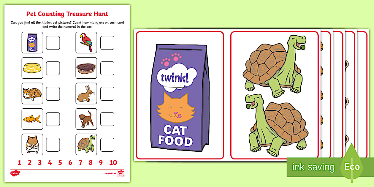 Maths Pets Counting Treasure Hunt Activity (teacher made)