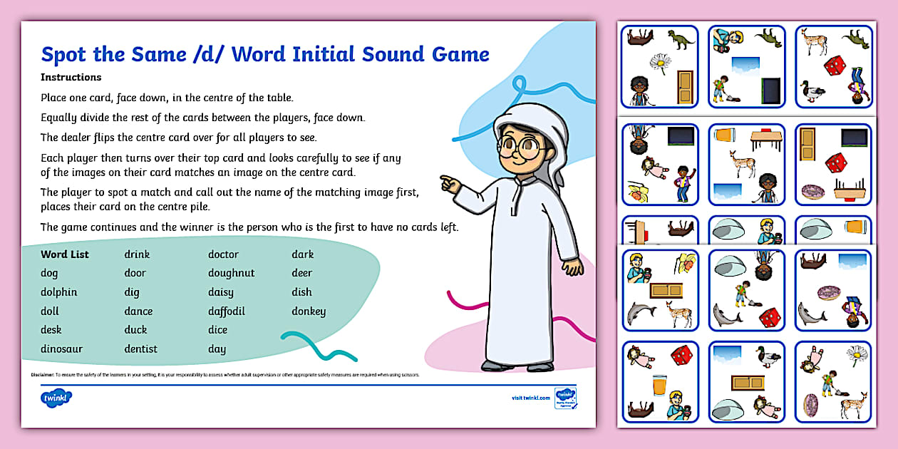Spot the Same /d/ Word Initial Sound Game (Teacher-Made)