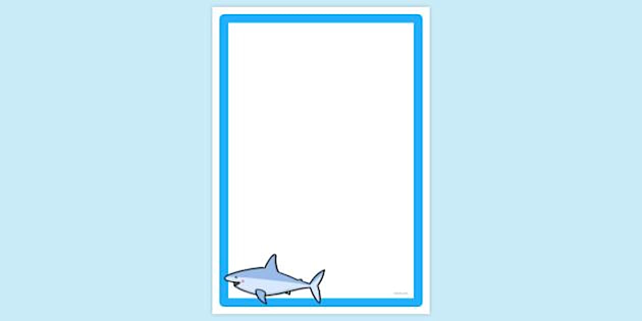 Simple Blank Shark Page Border | Page Borders | Twinkl