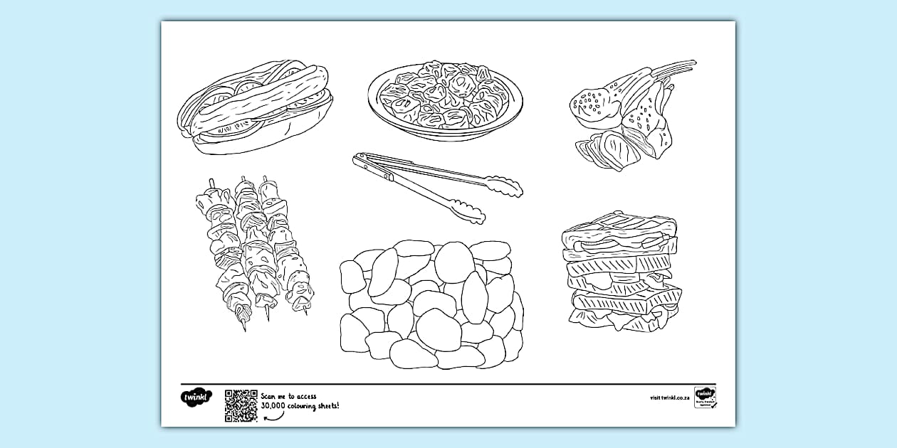 Braai Day Colouring Page (teacher made) - Twinkl